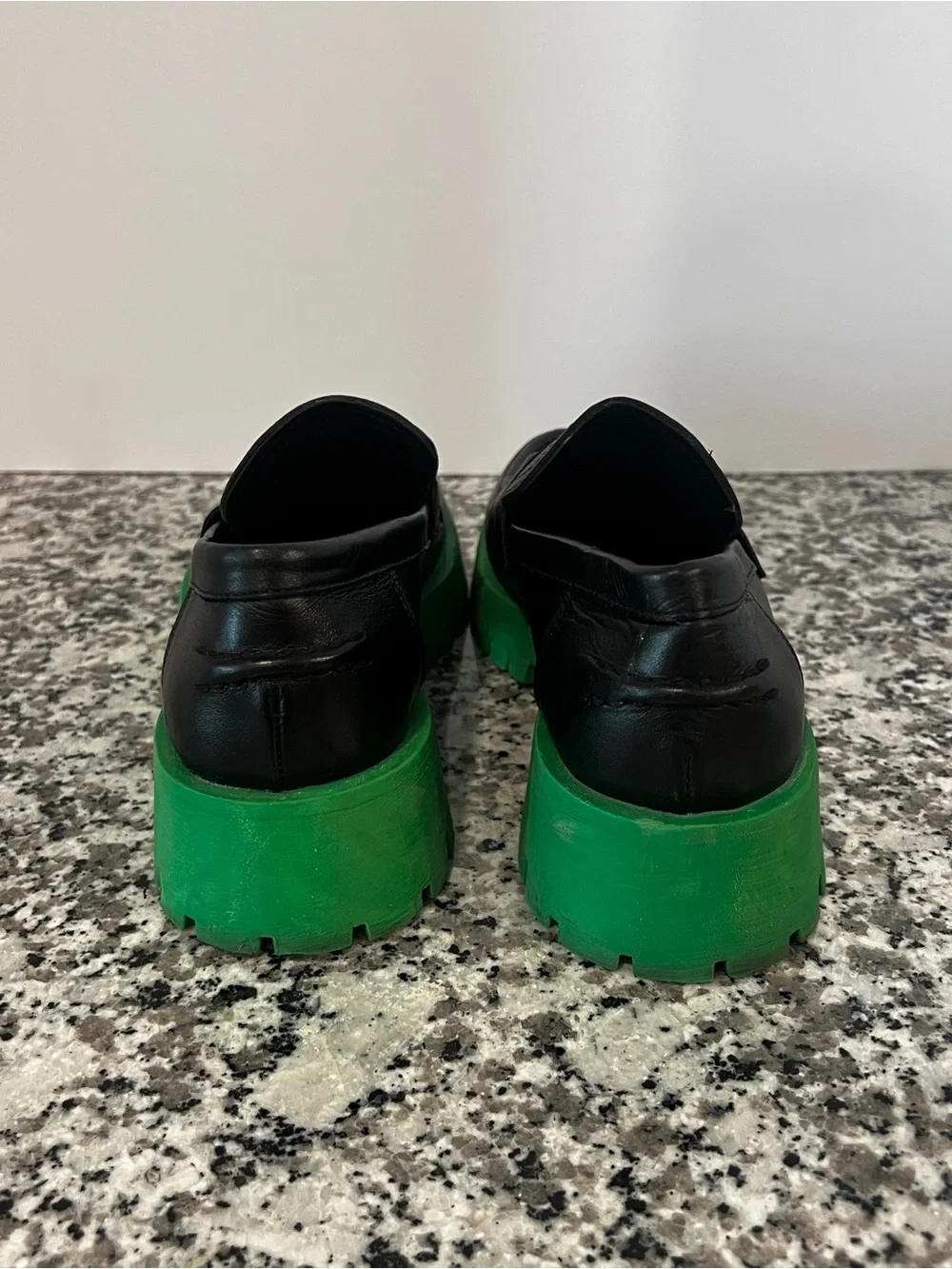 Steve Madden | Shoes | Steve Madden Black Chunky Lug Sole Loafers Green ...